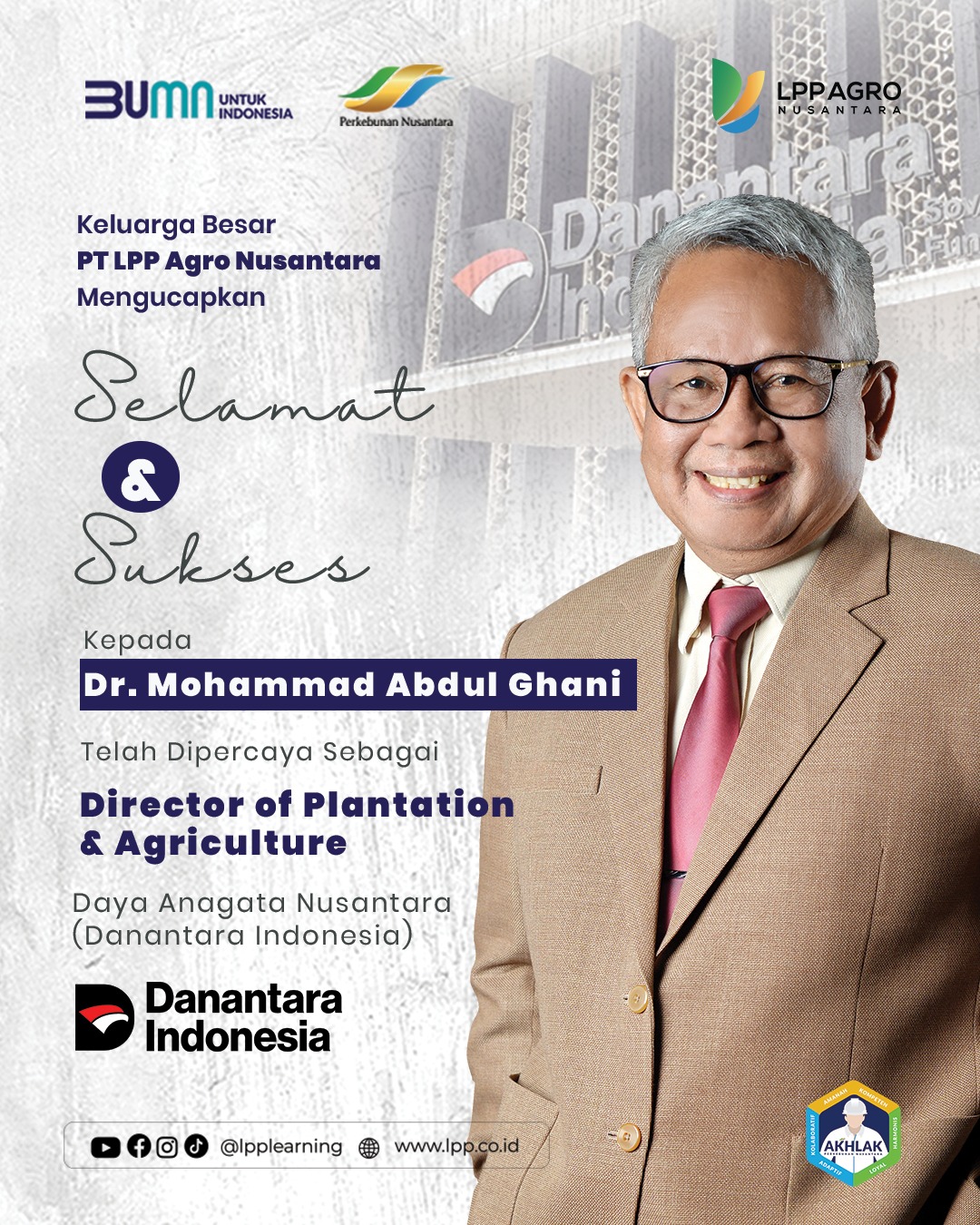 Ucapan Selamat dari PT LPP Agro Nusantara untuk Pengangkatan Bapak ...